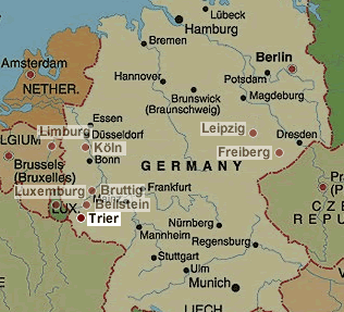 Map Of Germany Showing Trier - United States Map